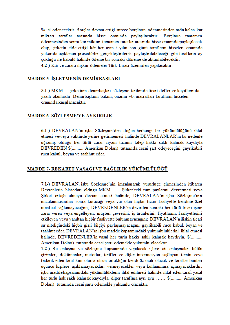 mkm şirketi hisse devri sözleşmesi: devredenler ile ... arasındaki hisse devir işleminin ...