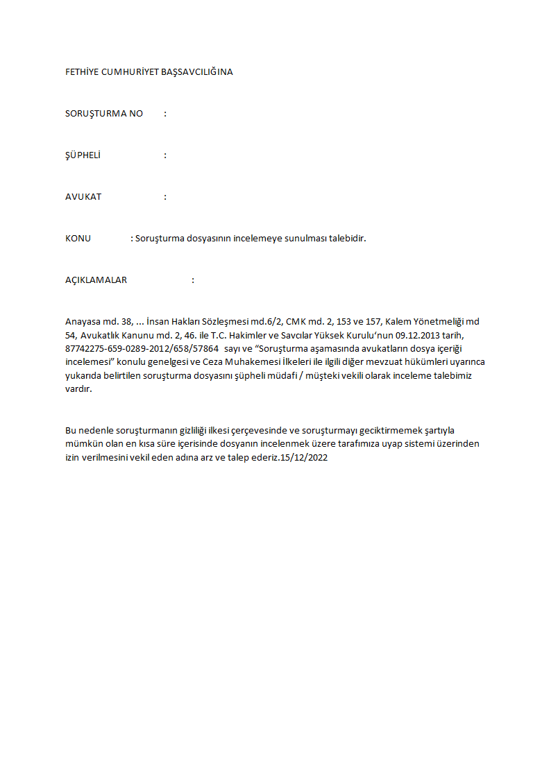 fethiye cumhuriyet başsavcılığı'na avukatın soruşturma dosyası inceleme ...