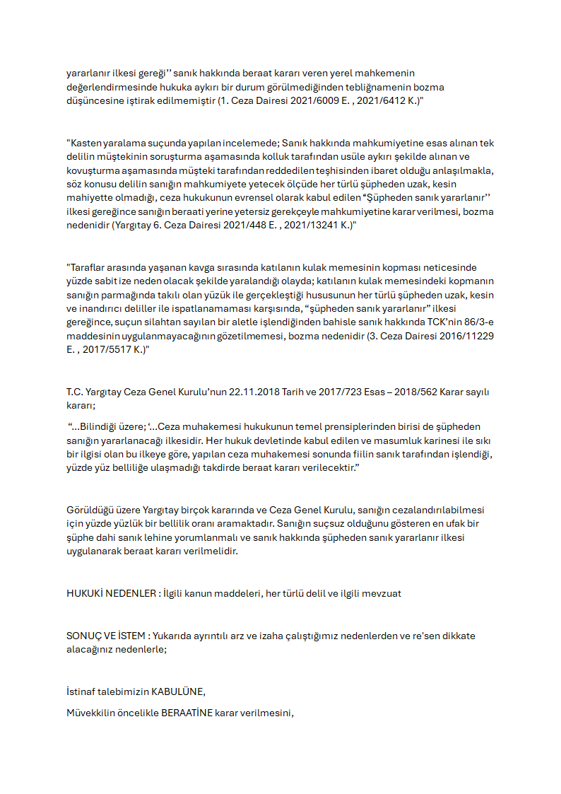 3. asliye ceza mahkemesi'nin hırsızlık ve mala zarar verme kararına istinaf başvurusu ...
