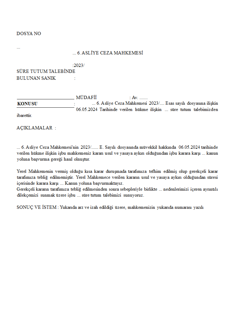 6. asliye ceza mahkemesi 2023/.... esas sayılı dosyada, usul ve yasaya aykırı hüküm karşısında ...