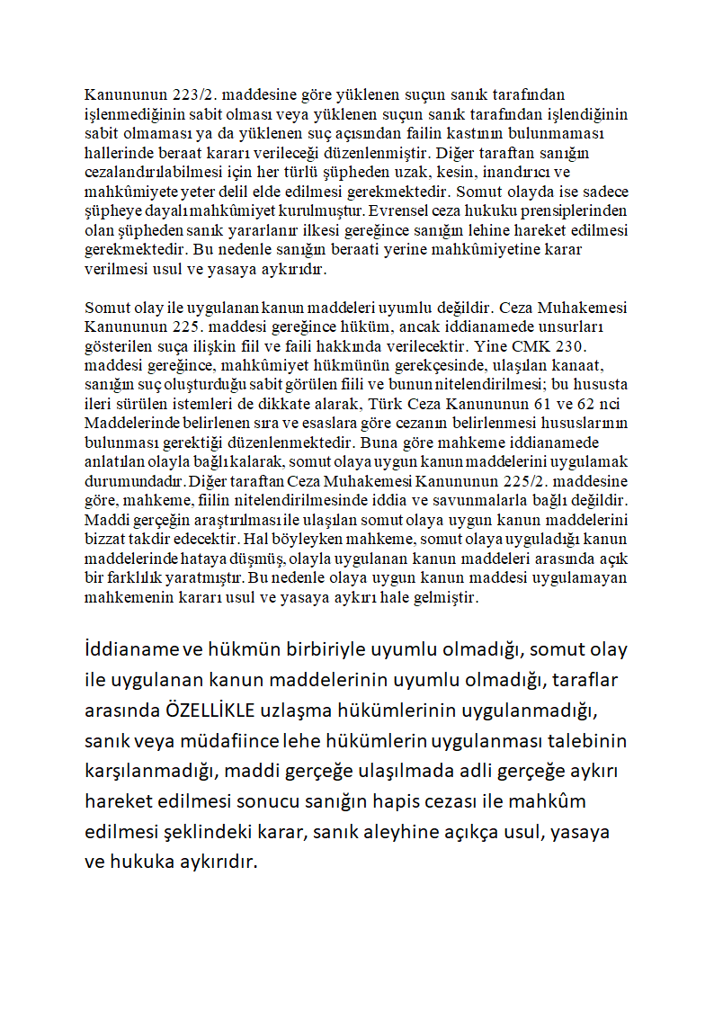 asliye ceza mahkemesi kararının istinaf yoluyla incelenmesi talebi: usul ve yasaya aykırı ...