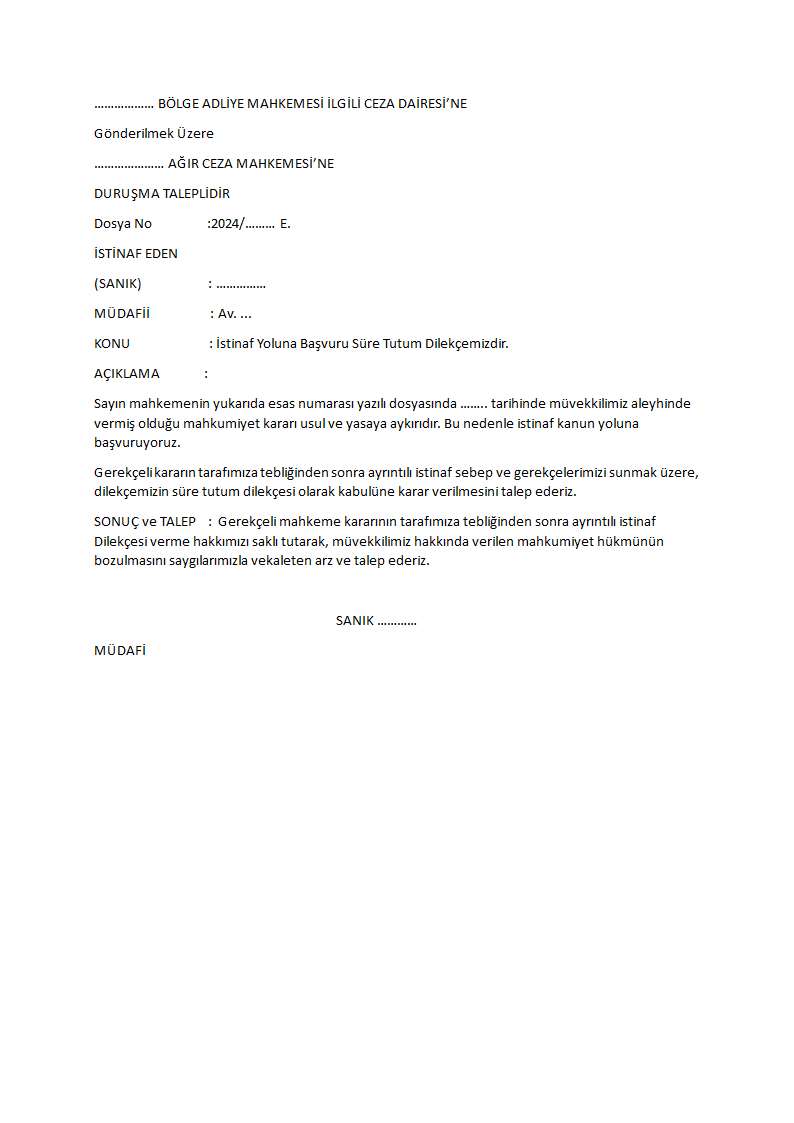 istinaf yoluna başvuru: usul ve yasaya aykırı mahkumiyet kararının bozulması talebi ve süre ...