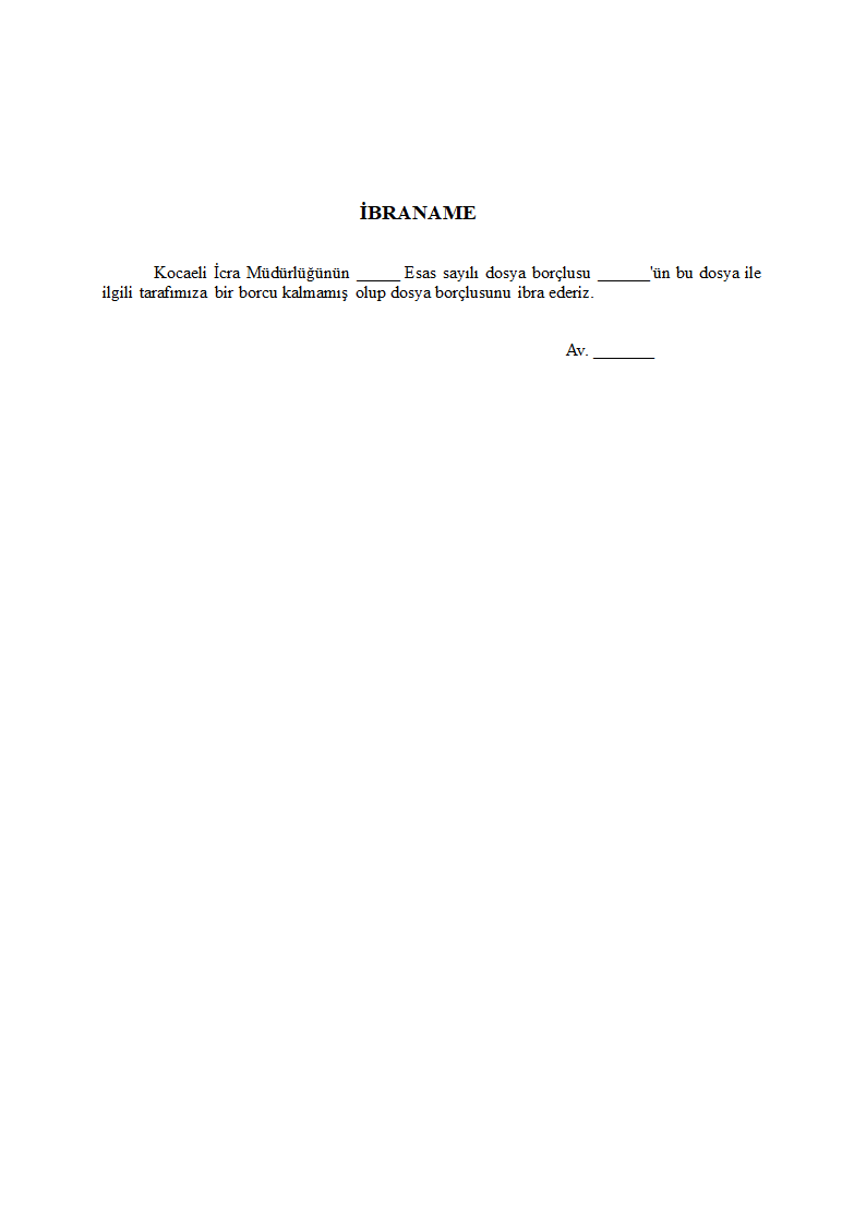 kocaeli icra müdürlüğü'nün _____ esas sayılı dosyası ile ilgili ...