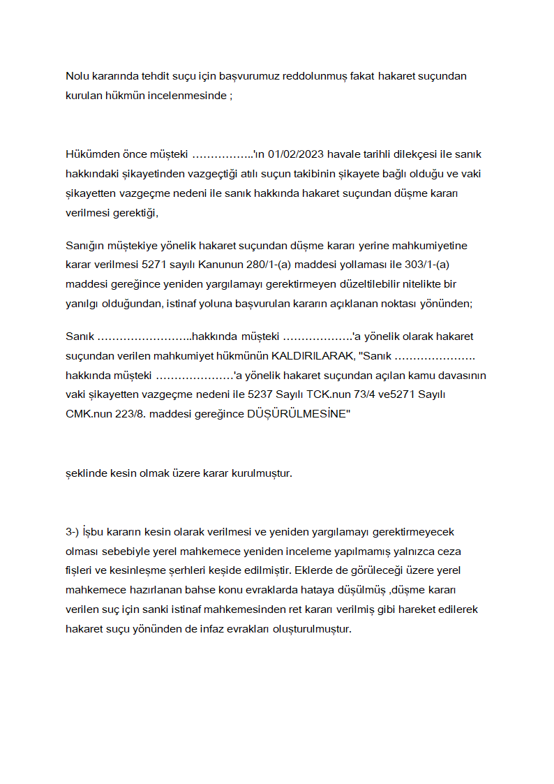 menemen 3. asliye ceza mahkemesi'nin 2020/823 esas 2023/966 sayılı dosyasında verilen hakaret ve ...