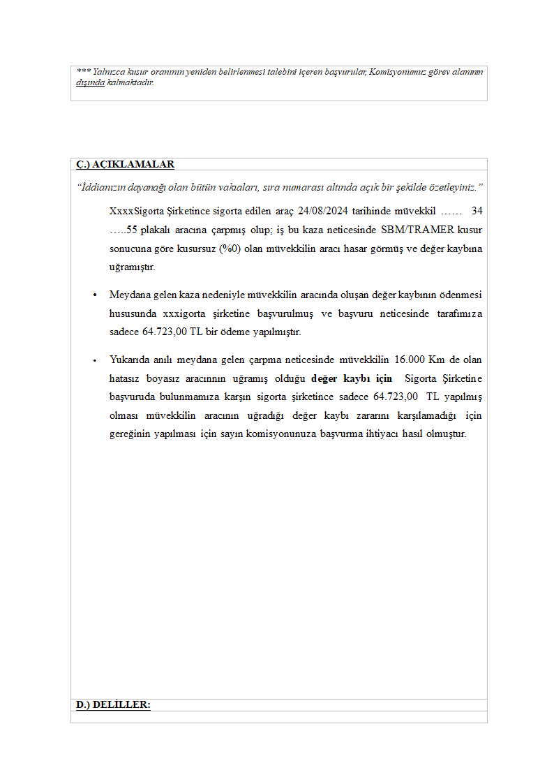 tahkim komisyonuna başvuru formu: başvuru sahibi, temsilci bilgileri ve uyuşmazlık detayları ...