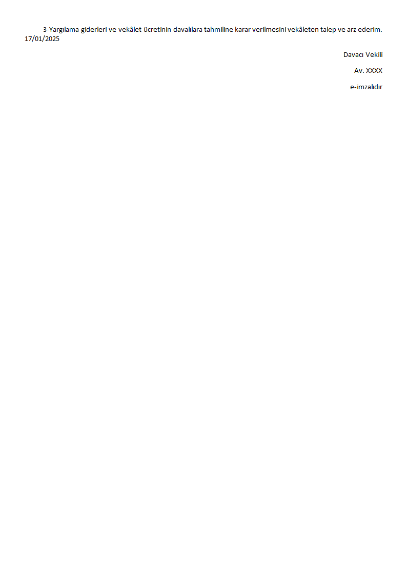 14/01/2025 tarihli duruşma için 2024/xx esas numara ile lxxx yxxxx'ın ...