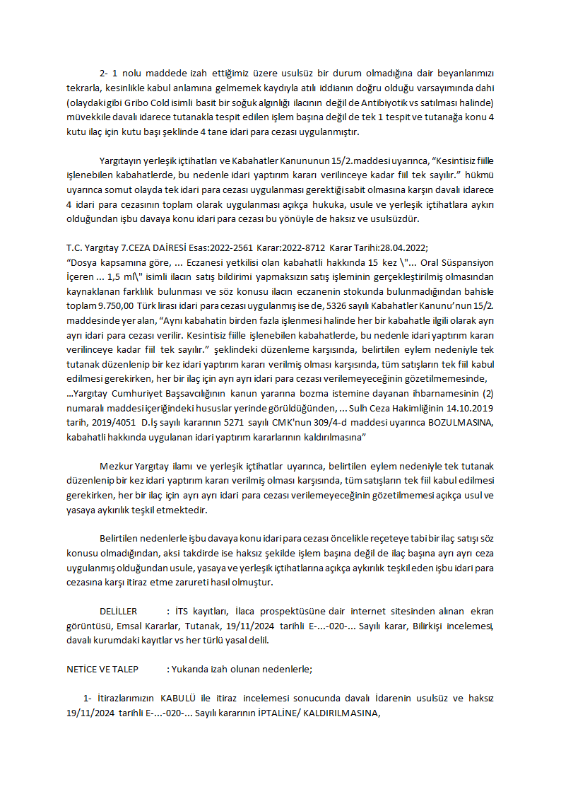 eczacının reçetesiz ilaç satışı iddiasıyla kesilen idari para cezasına ...