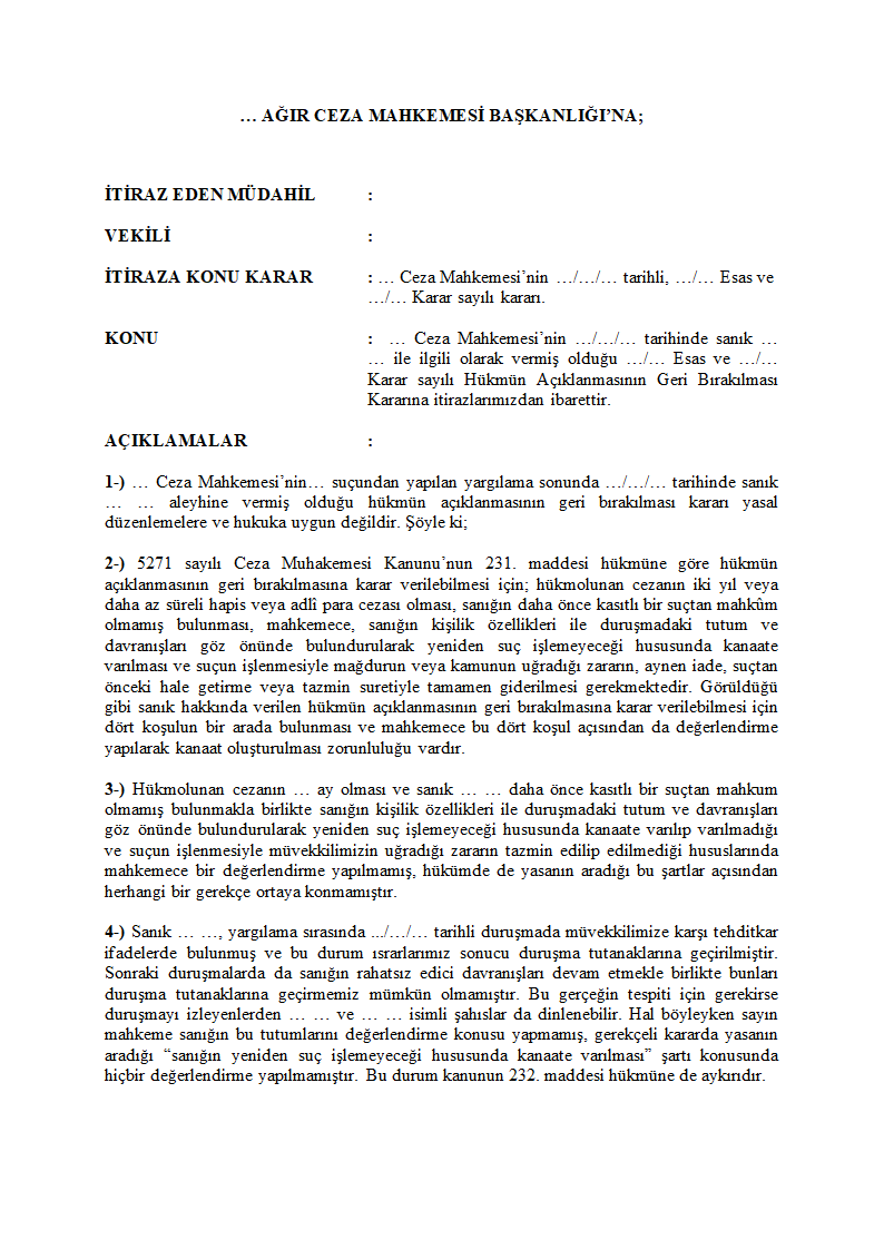 5271 sayılı cmk'nın 231. maddesi'ne aykırı olarak verilen hükmün ...