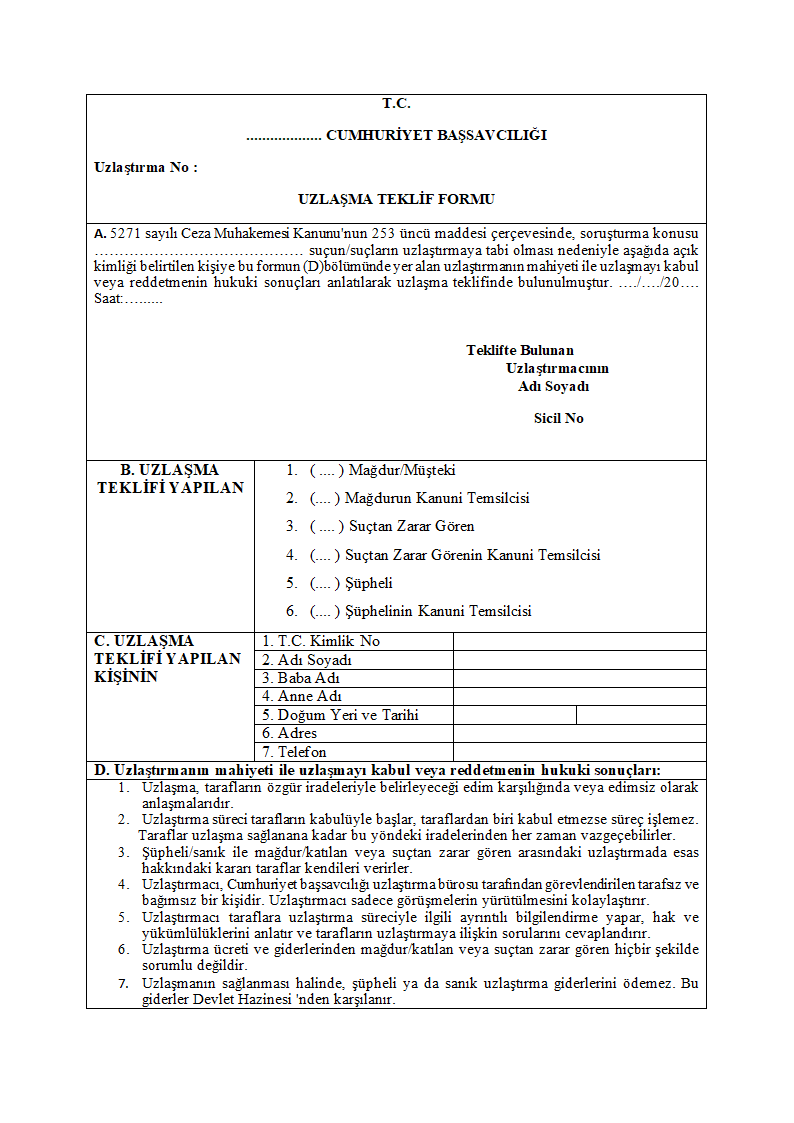 5271 sayılı ceza muhakemesi kanunu'nun 253. maddesi çerçevesinde ...